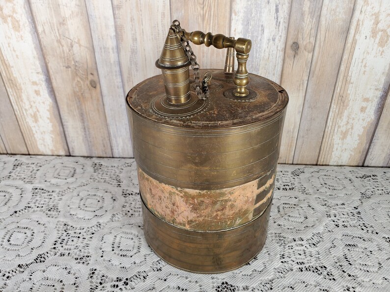 Antique Cork Wrapped Etched Brass Gun Powder Keg Barrel | Etsy