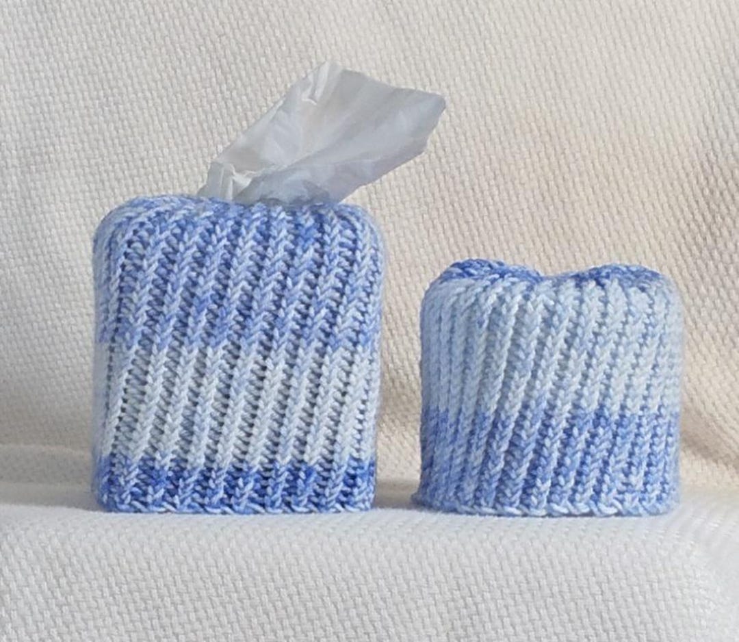 Bath Tissue Cover and Tissue Box Cover in Blue Mist - Etsy