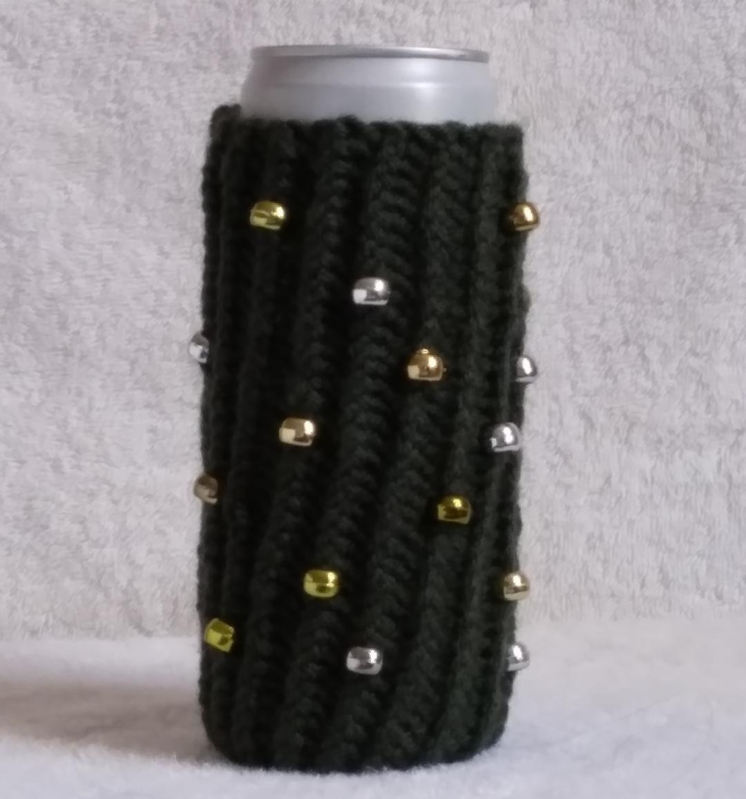 Beaded Can Cozy for Hard Seltzer Slim Cans - Green Metallic - Etsy