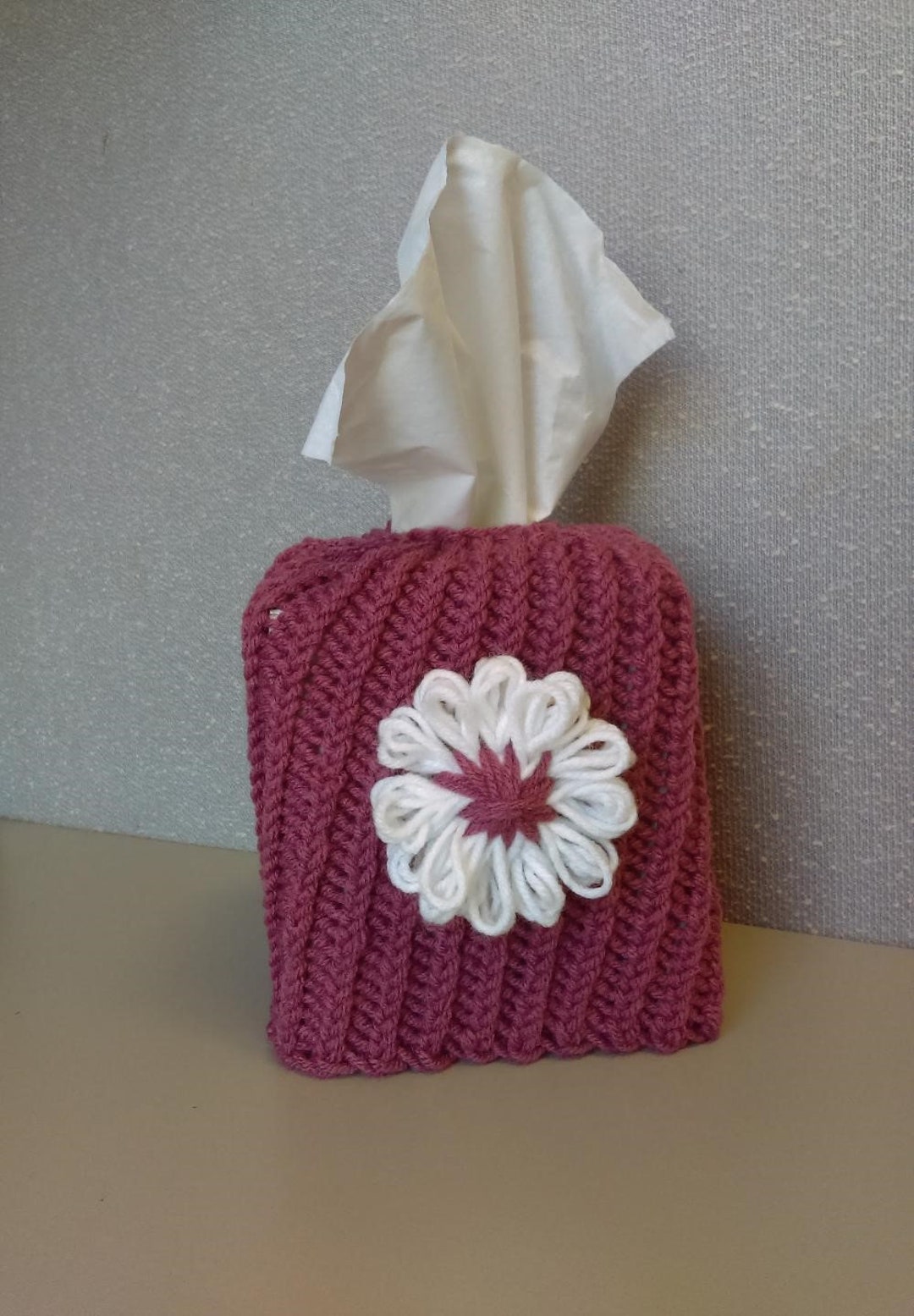 Hand Knitted Tissue Box Cover in 'antique Rose' - Etsy