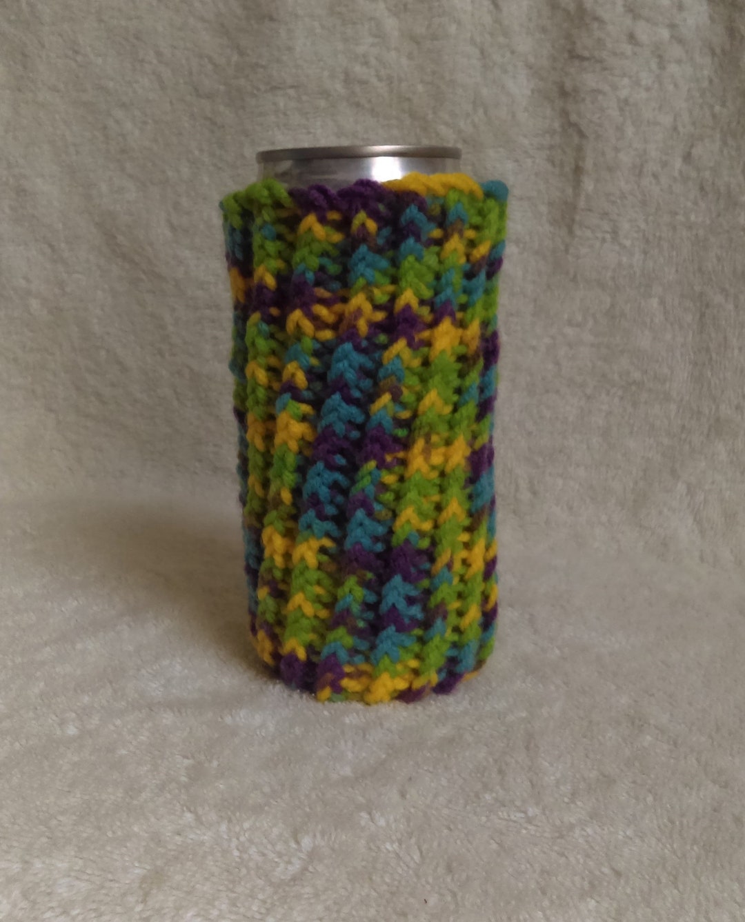 Knitted 'mardi Gras' Can Cozy for Hard Seltzer Slim Cans - Etsy