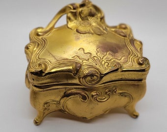 Antique Jewelry Box, Brainard Wilson Gold Jewelry Hinged Casket ...