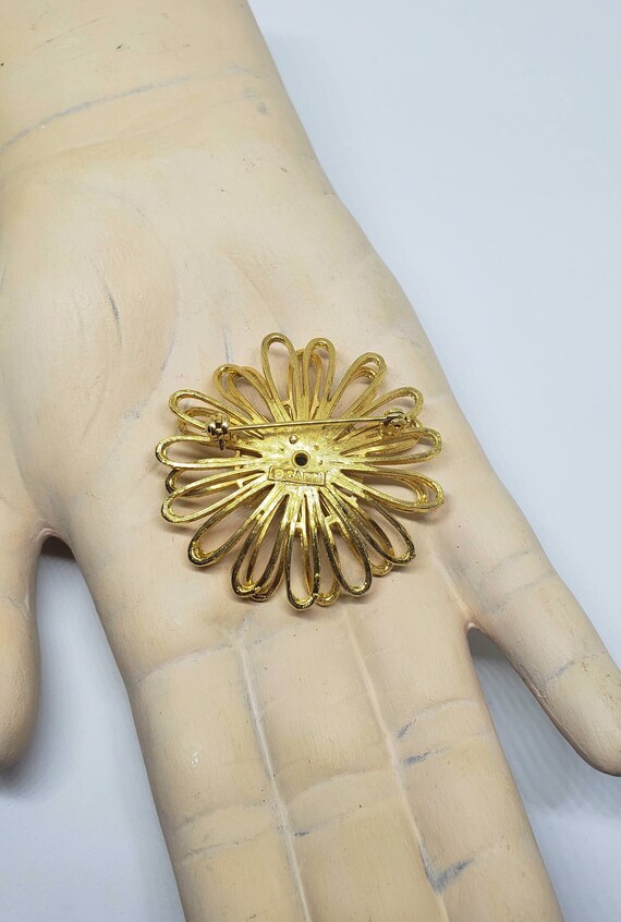 Vintage Capri Gold Tone Floral Spiral Brooch with Fau… - Gem