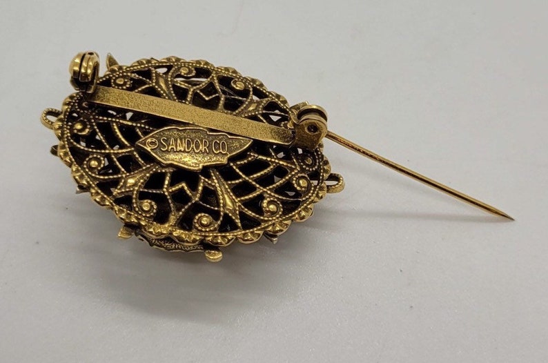 Vintage Sandor Co. Faux Baroque Pearl Brooch in Antiqued Gold Tone - Etsy