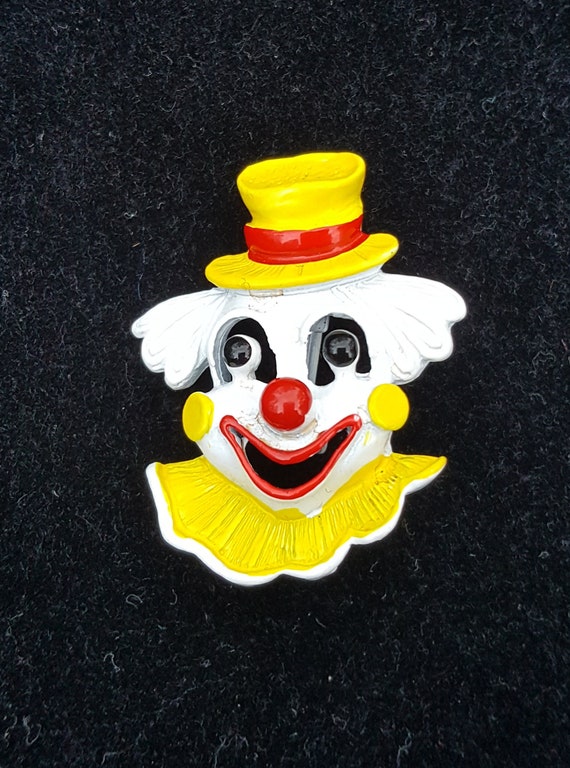 Vintage clown brooch signed - Gem