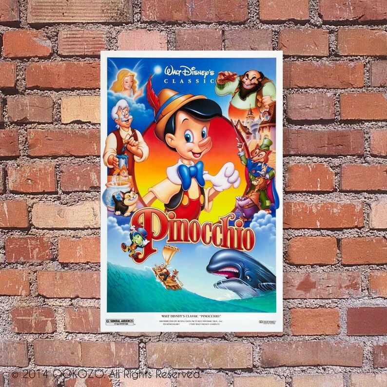 Vintage Classic Cartoon Pinocchio 1940 Vintage Movie Poster Fine Art ...