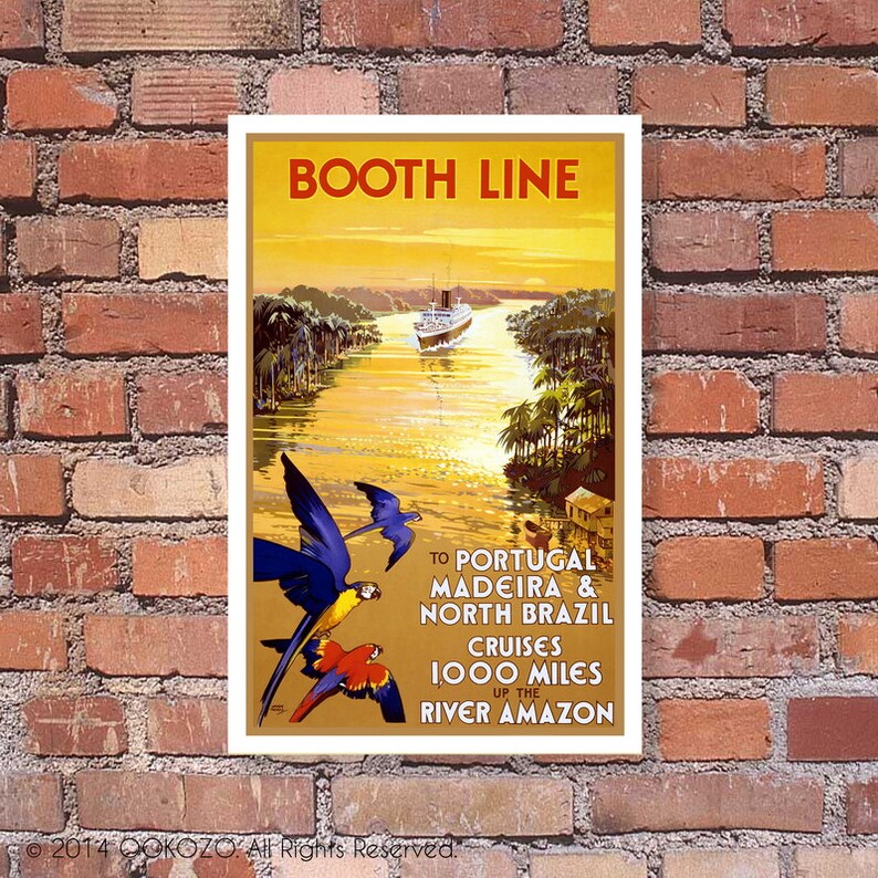 Booth Line to Portugal Madeira & North Brazil Cruises Vintage Art Print ...
