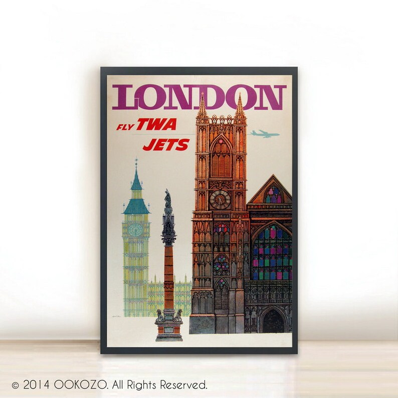 London Fly TWA Jets Vintage Travel Poster, Art Print Posters, Dorm ... London Fly TWA Jets Vintage Travel Poster, Art Print Posters, Dorm ...