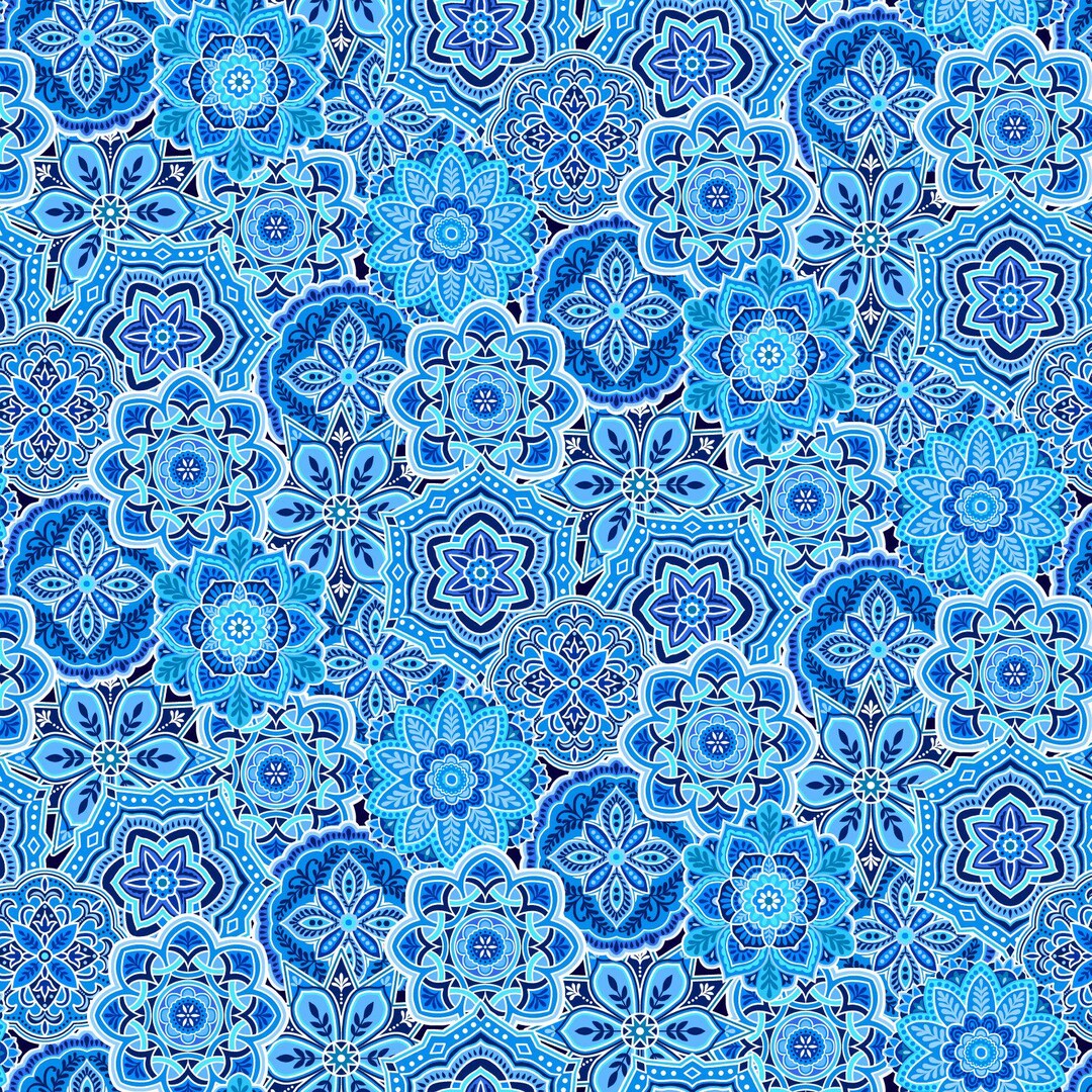 Blue Medallions - Blue Prints by Color Principle - Henry Glass Fabrics ...