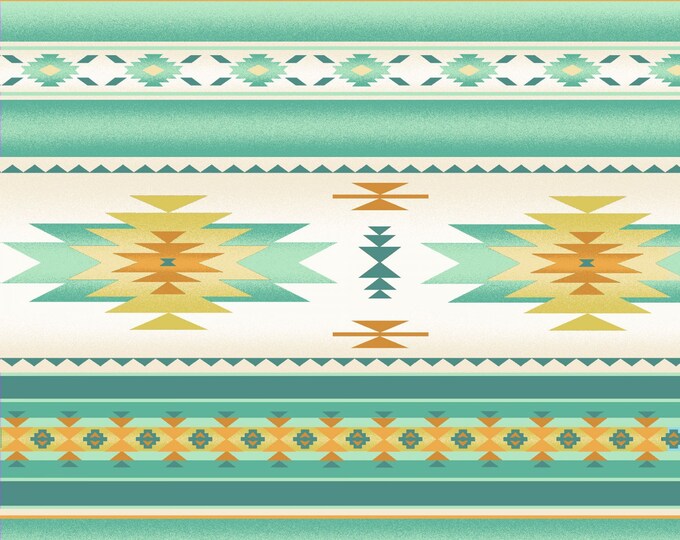 Native Fabric Navajo by 49design Native Tribal Gray Turquoise Blue ...