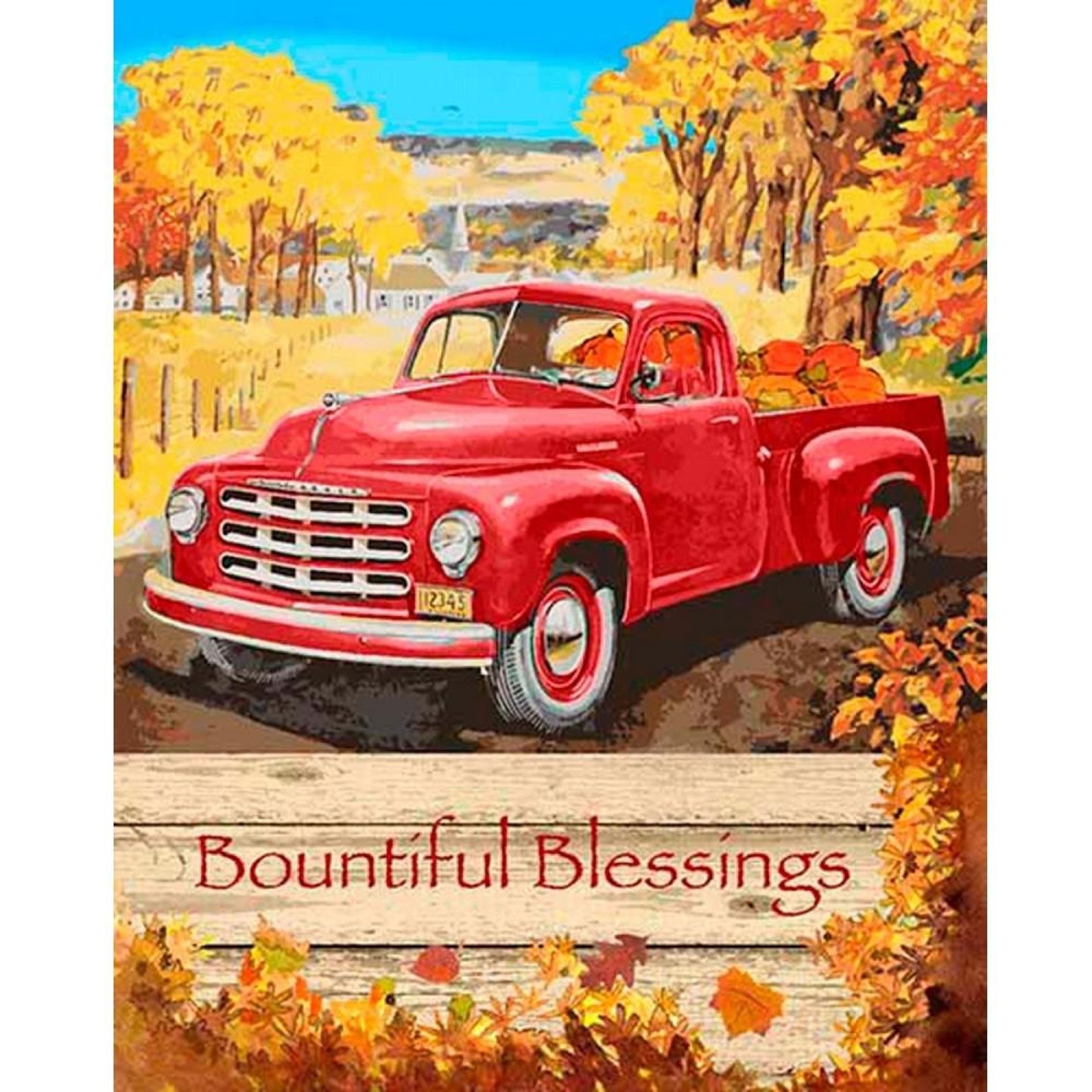 Vintage Red Truck Blessing Panel - Harvest Red Truck Panel - Panel ...