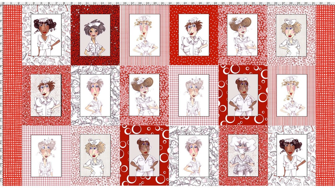 Nurse Panel Fabric Nifty Nurse Fabric Panel by Loralie for Loralie ...