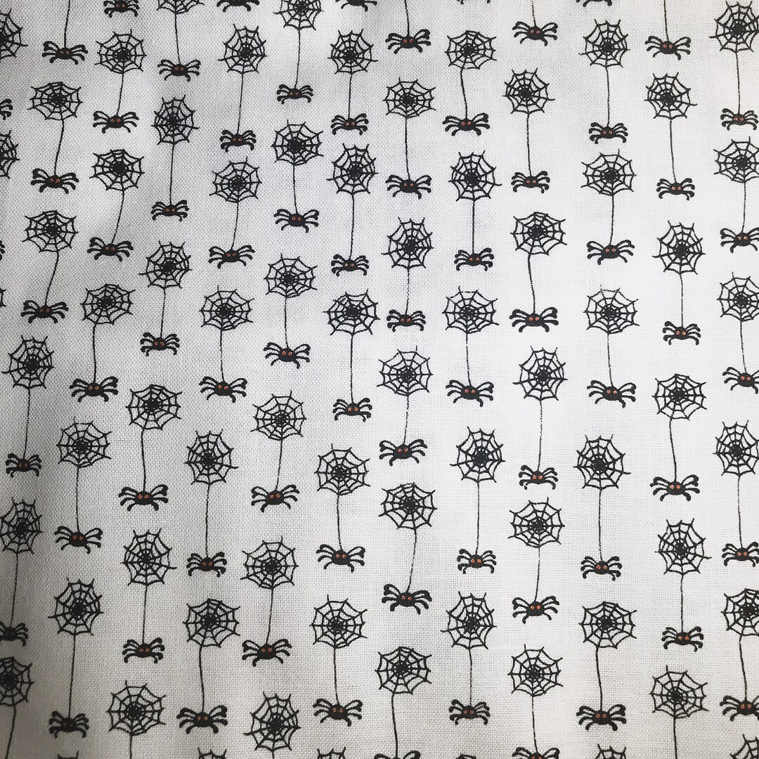 White Fabric With Spiders - Timeless Treasures - Quilting Cotton Fabric ...