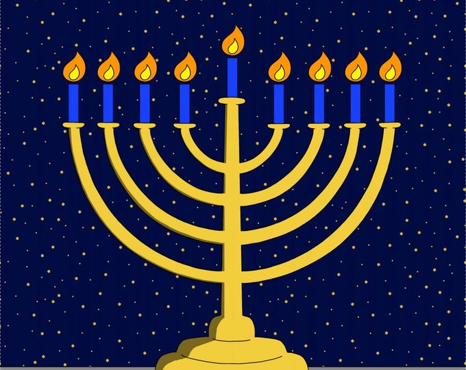 Jewish Fabric Northcott Menorah Hannukah Jewish Holiday - Etsy