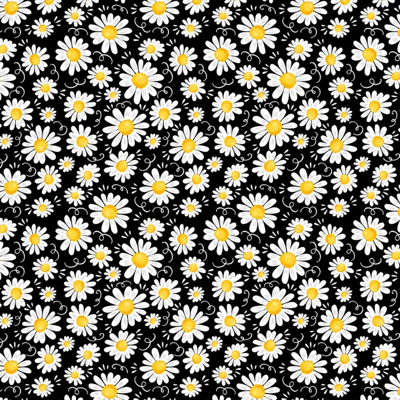 Black Daisy Stretch Fabric - Etsy