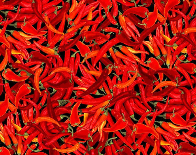 Fabric With Red Chilies - Timeless Treasures - Food Fabric - Quilting ...