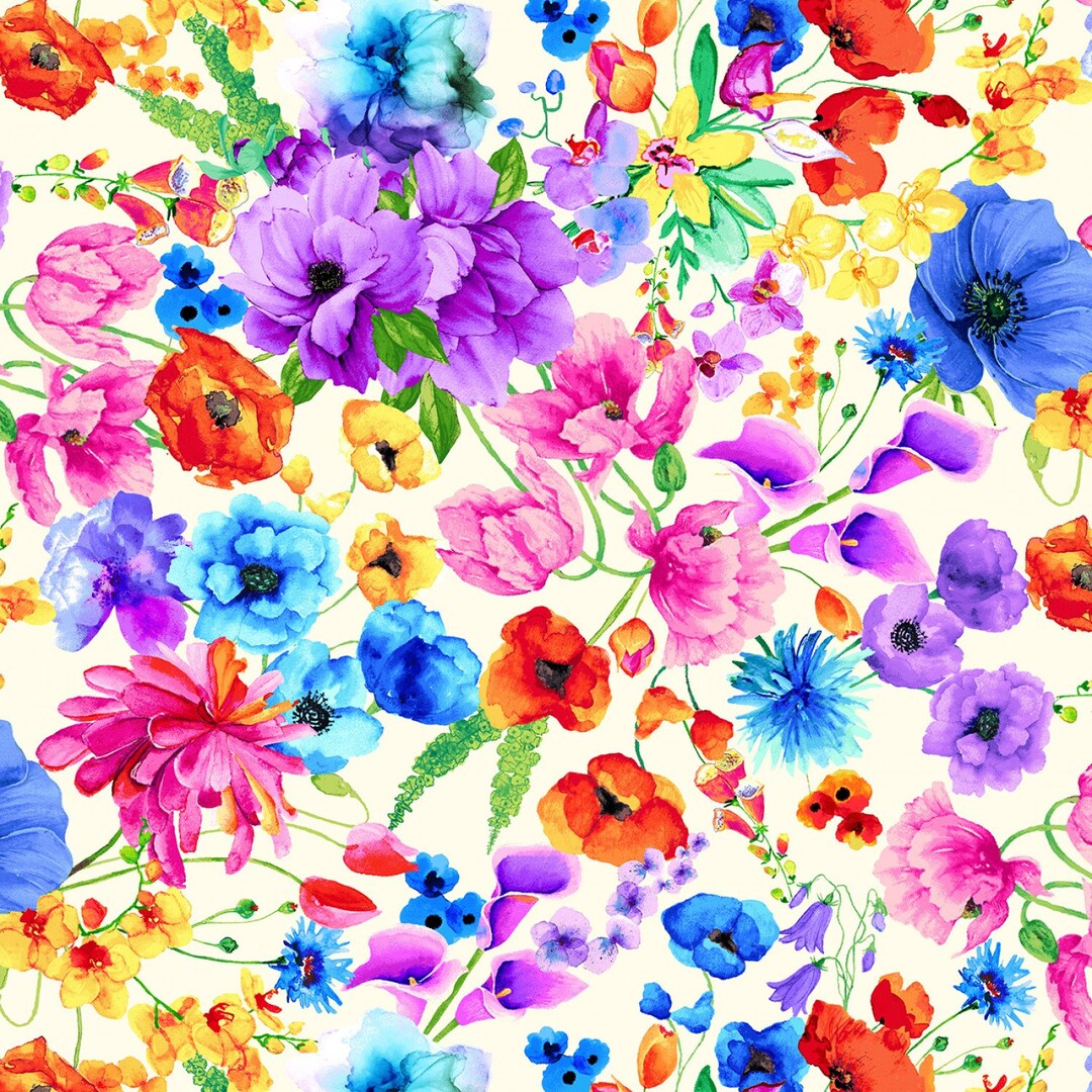 White Floral Fabric fabric With Flowers Timeless Treasures - Etsy