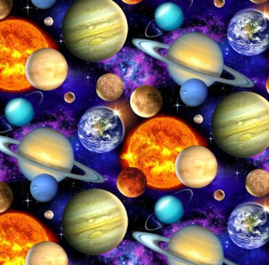 Fabric With Planets - Solar System - Elizabeth Studios - in Space ...
