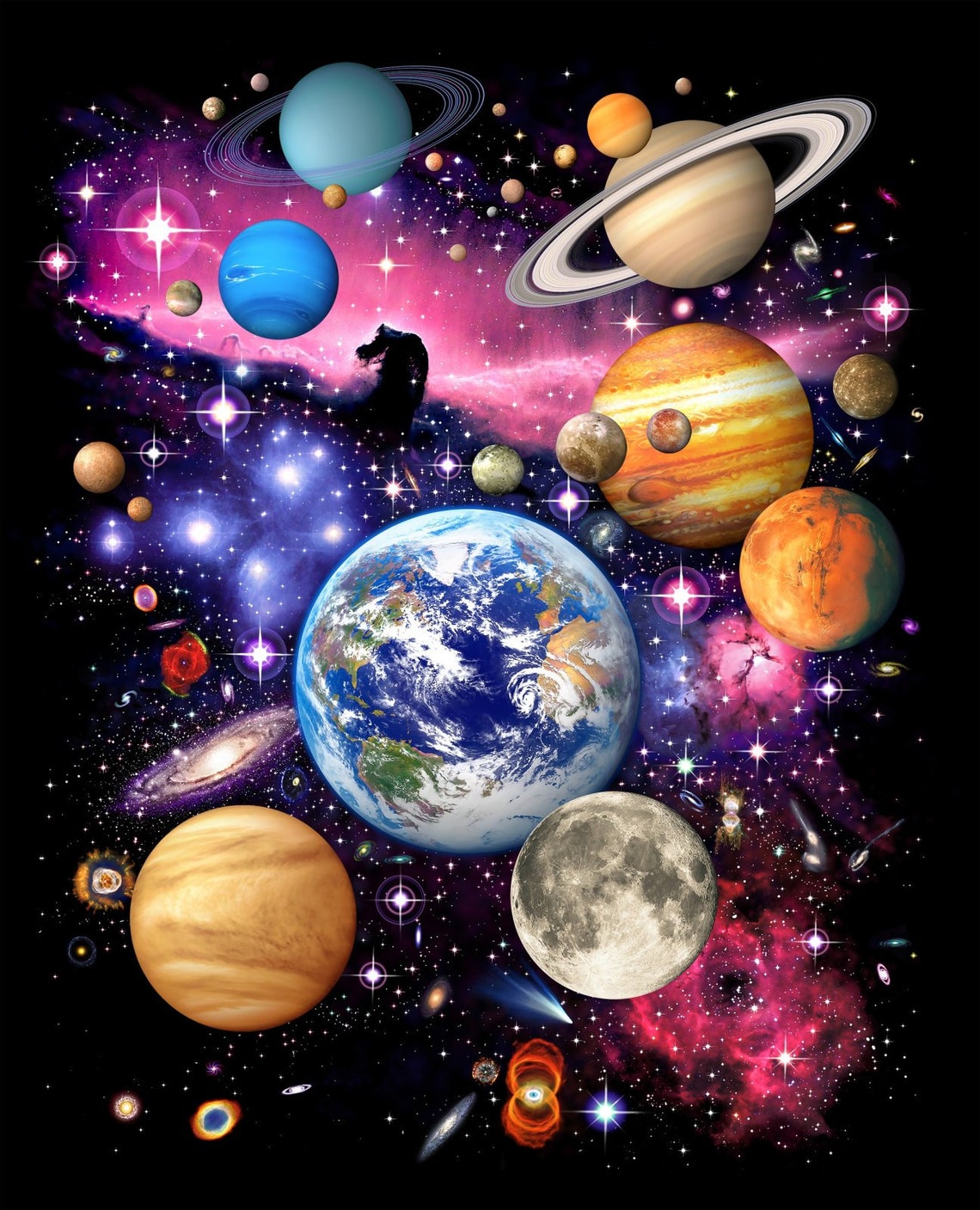 Planets Panel David Textiles 34 Wide Digital - Etsy
