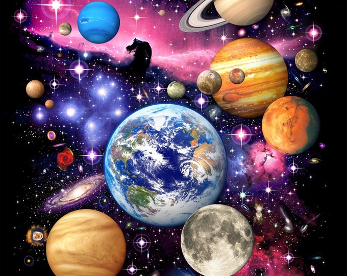 Planets Panel David Textiles 34 Wide Digital Printed Fabric by the ...