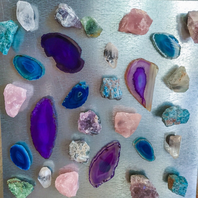Set of 5 - Gemstone & Crystal Magnet Set | Refrigerator Magnets | Geode ...