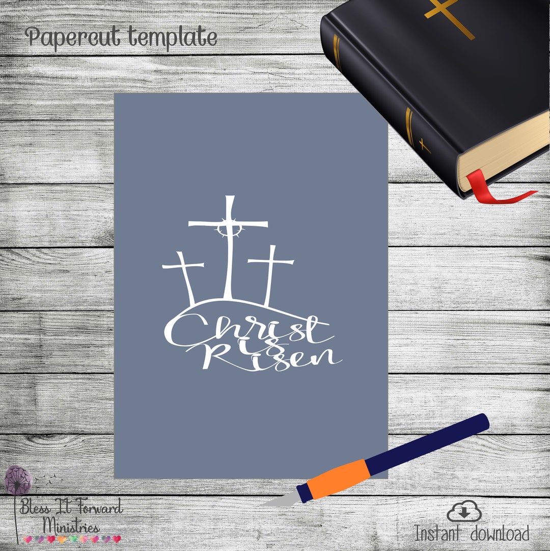 Christ is Risen Papercut Template Bible Journaling Christian Faith Art ...