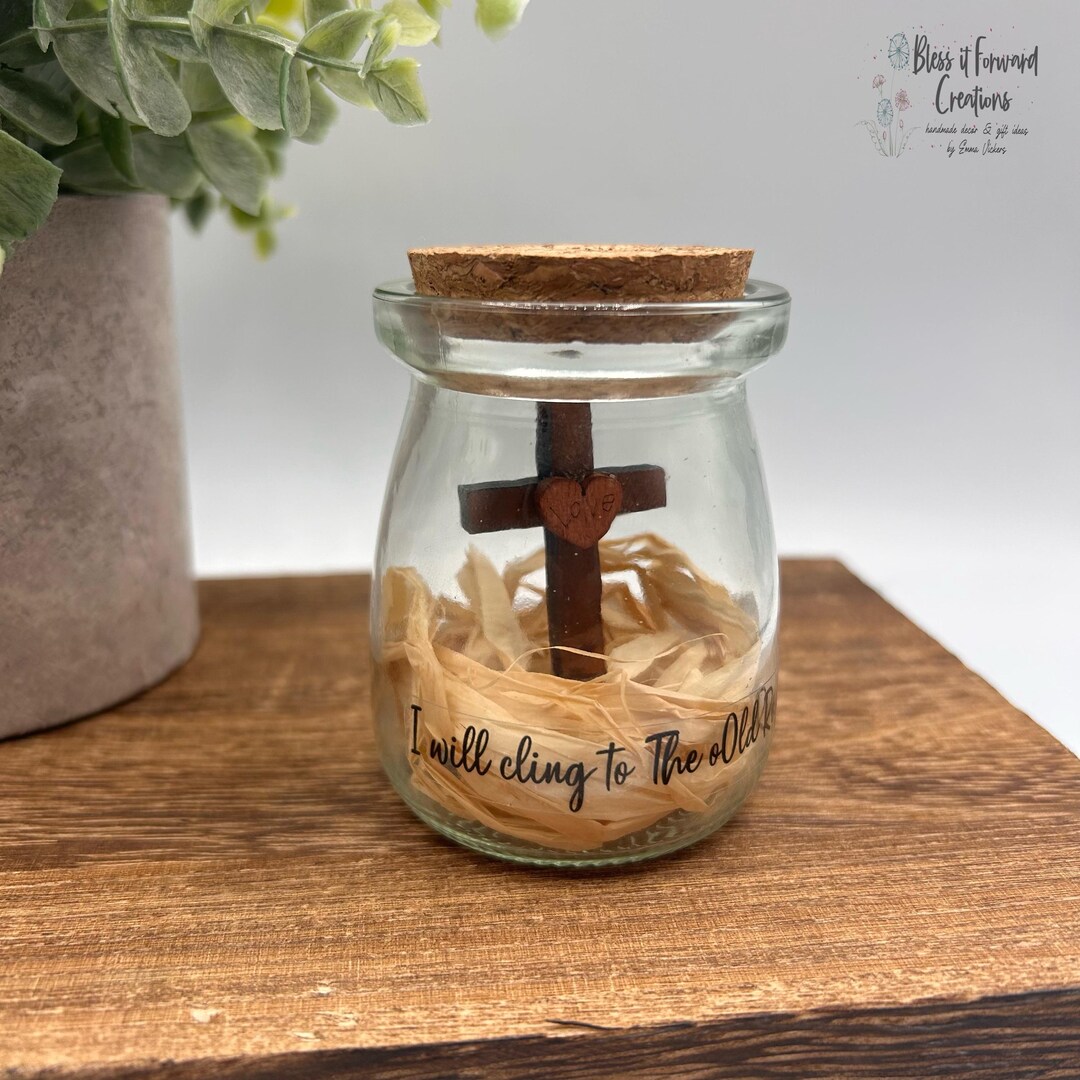 The Old Rugged Cross Jar Christian Decor, Baptism Gift, Christian Faith ...