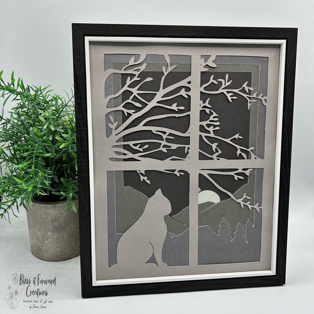 Window Cat Handcut Papercut Cat Décor Cat Art Cat Gift - Etsy
