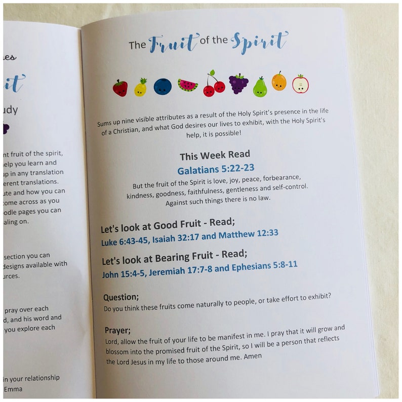Fruit of the Spirit Creative Bible Study Booklet Instant Download Bible ...