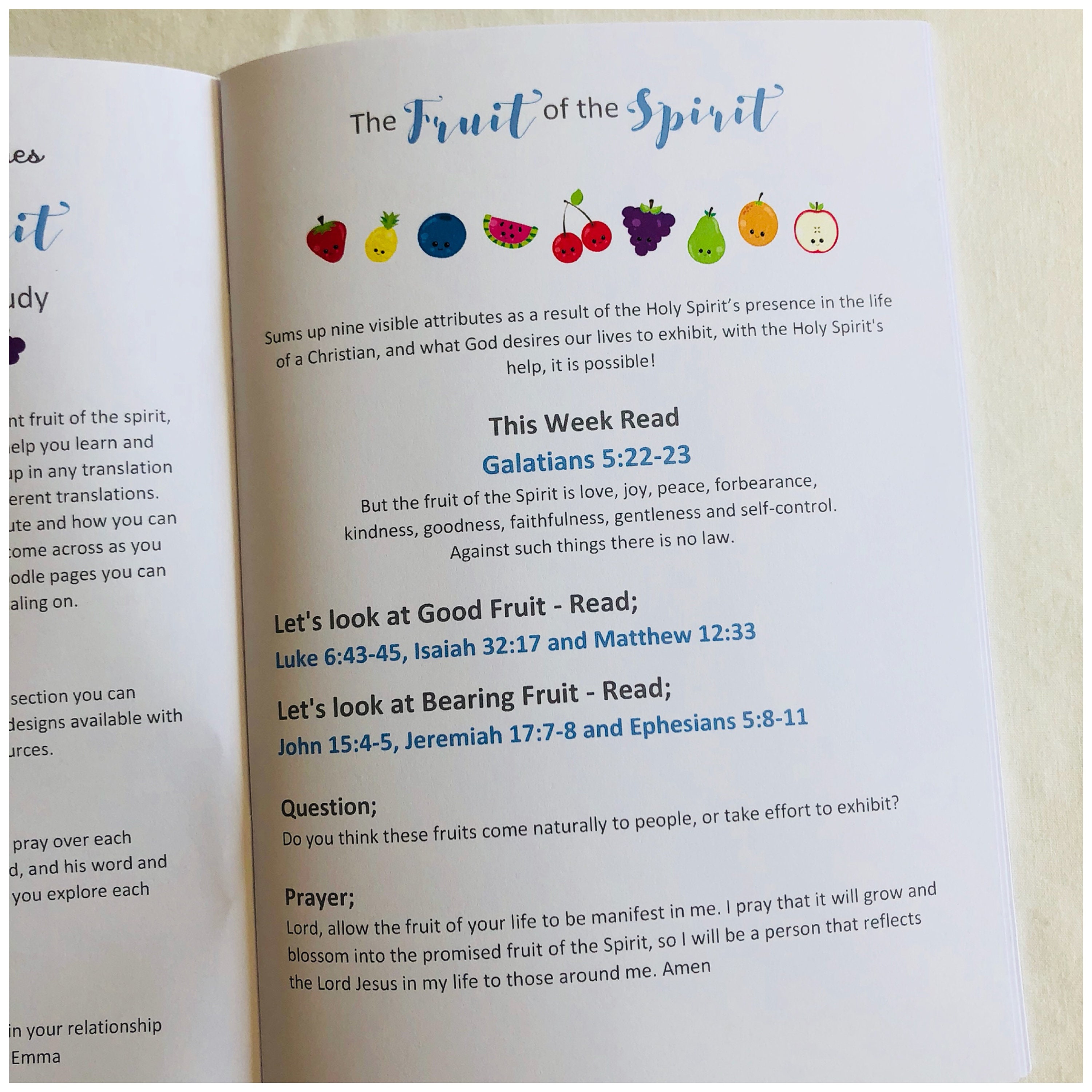 Fruit of the Spirit Creative Bible Study Booklet Instant Download Bible ...