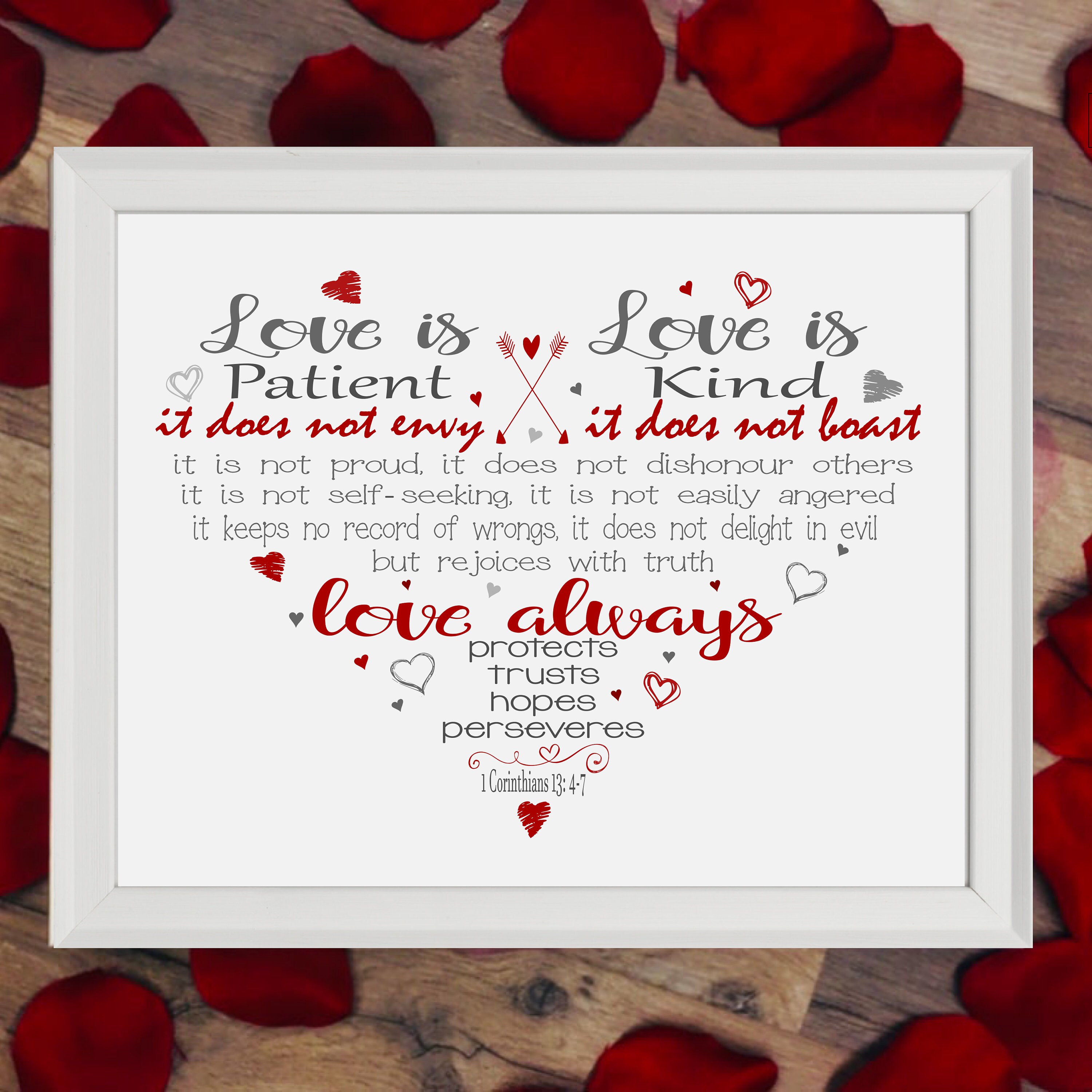 Love Is 1 Corinthians 13:4-7 Print Christian Decor | Etsy