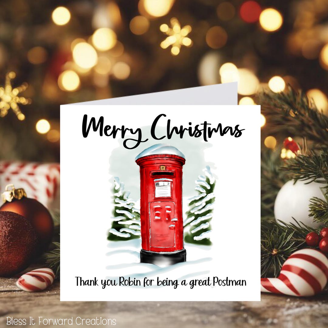 Personalised Postal Worker Christmas Card: Postman/postwoman Thank You ...