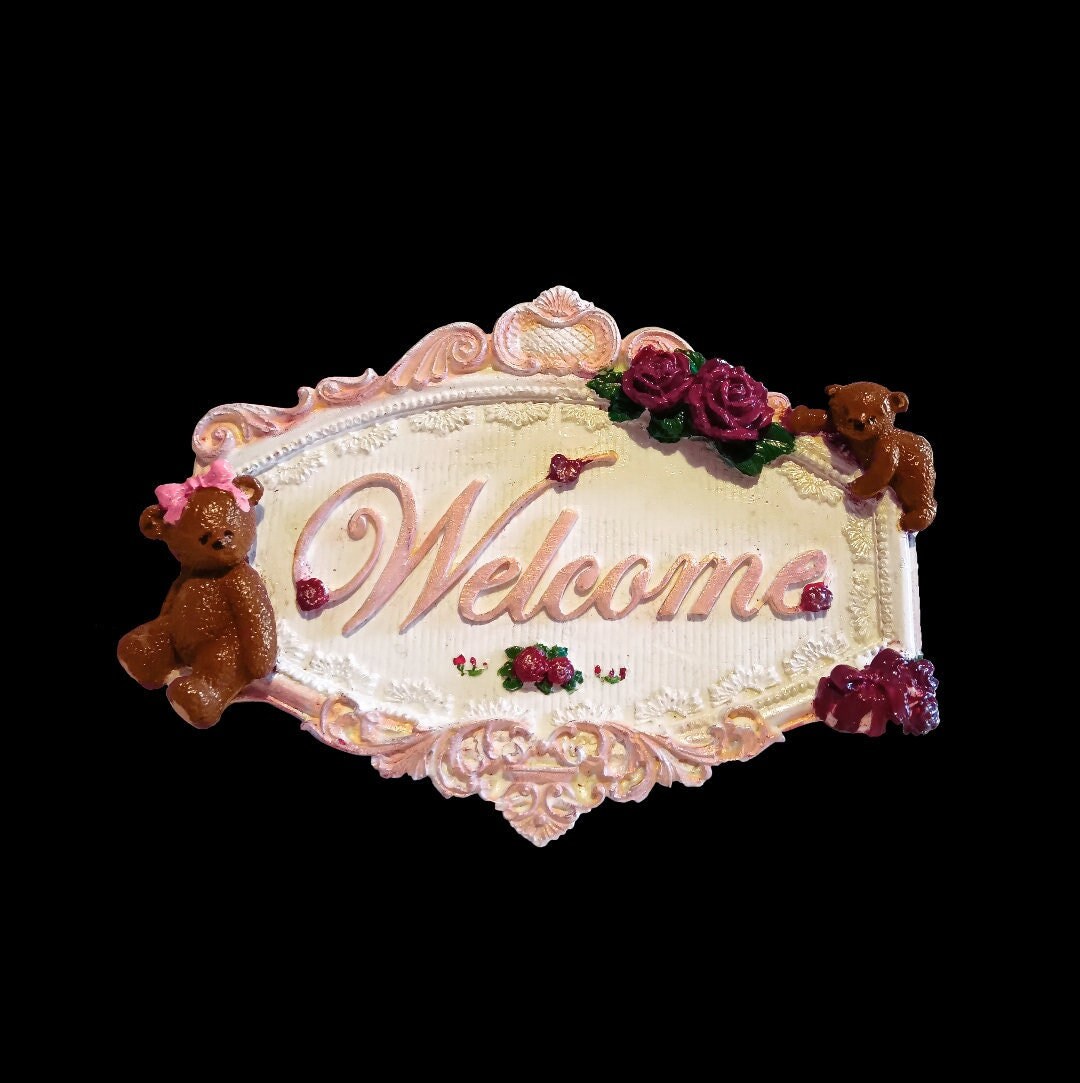 Ceramic Powder WELCOME PLATE Made & Painted by Hand Unique Piece ...