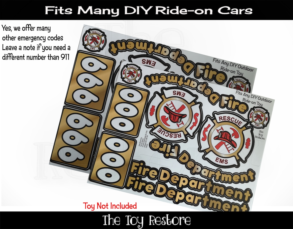 Fire Department Decals Replacement Stickers Fits Step2 DIY - Etsy