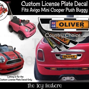 Custom License Plate Decal Sticker Fits Avigo Mini Cooper Push Buggy Stroller Country Choice Etsy