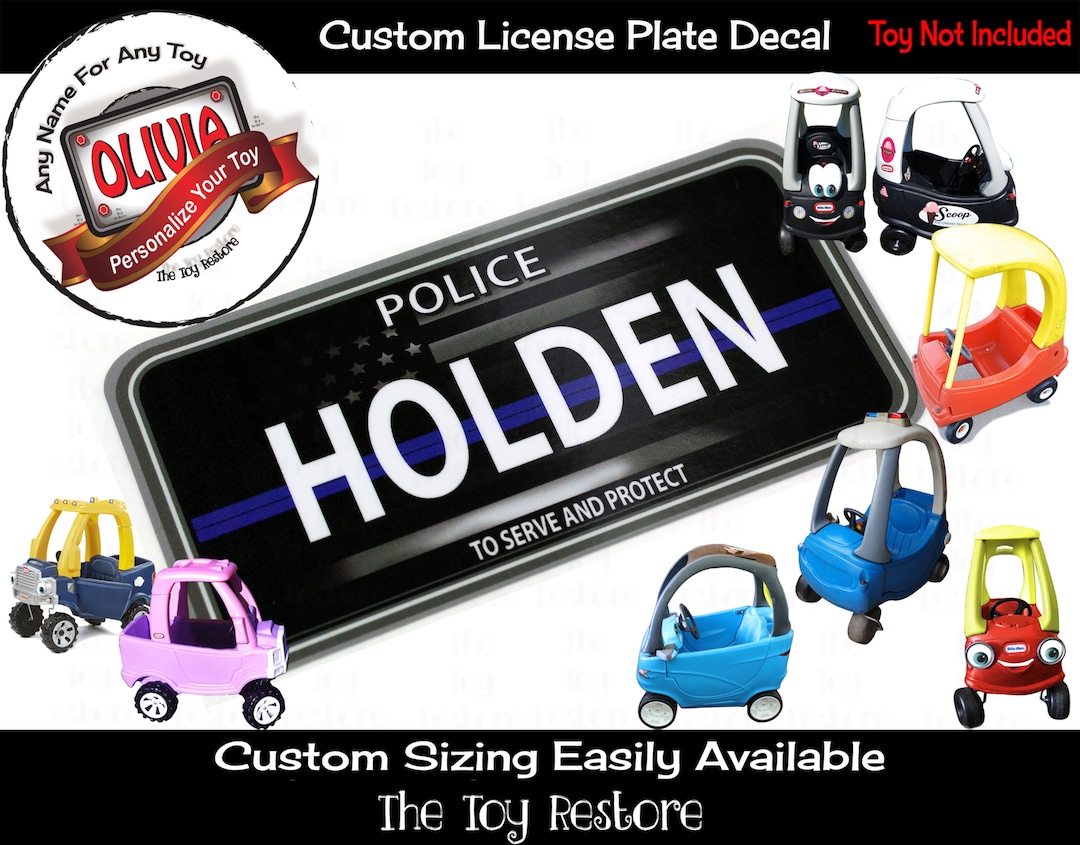 Custom License Plate Decal Replacement Stickers Fits Little Tikes Tykes ...