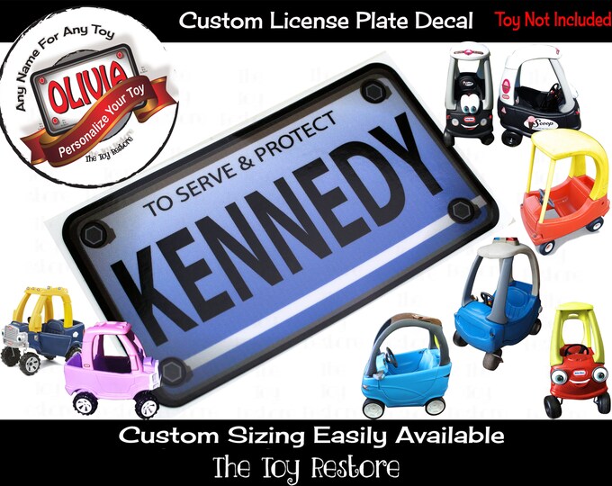 Licence Plate Sticker SIZED TO FIT Little Tikes Cozy Coupe Car Police ...