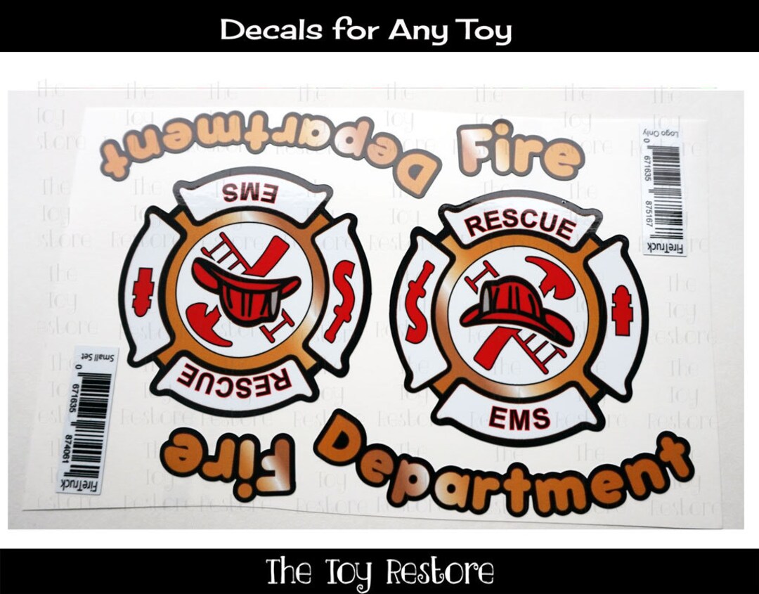 Fire Department Fire Engine Decals Replacement Stickers Fits Any Step 2 ...