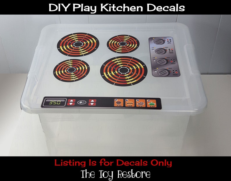 DIY Play Kitchen Decals 4 Burners Dials Oven Panel Eye Stove - Etsy