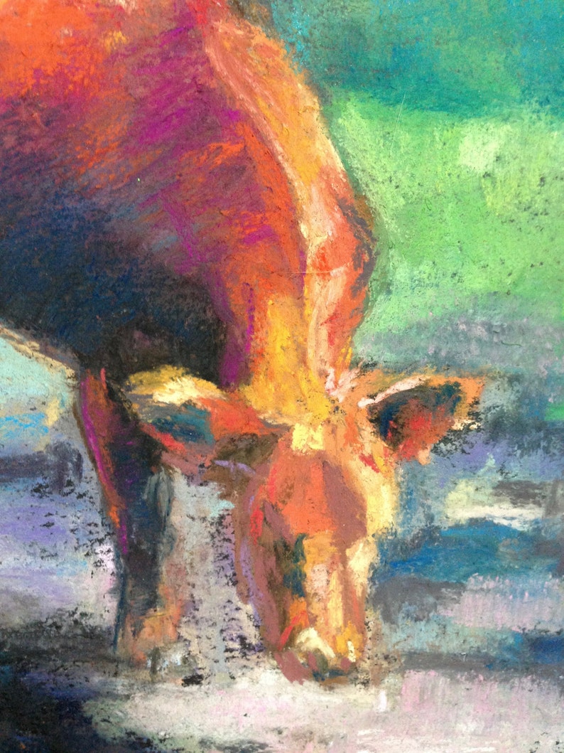 Little Cow 8 X 10 Pastel Painting - Etsy