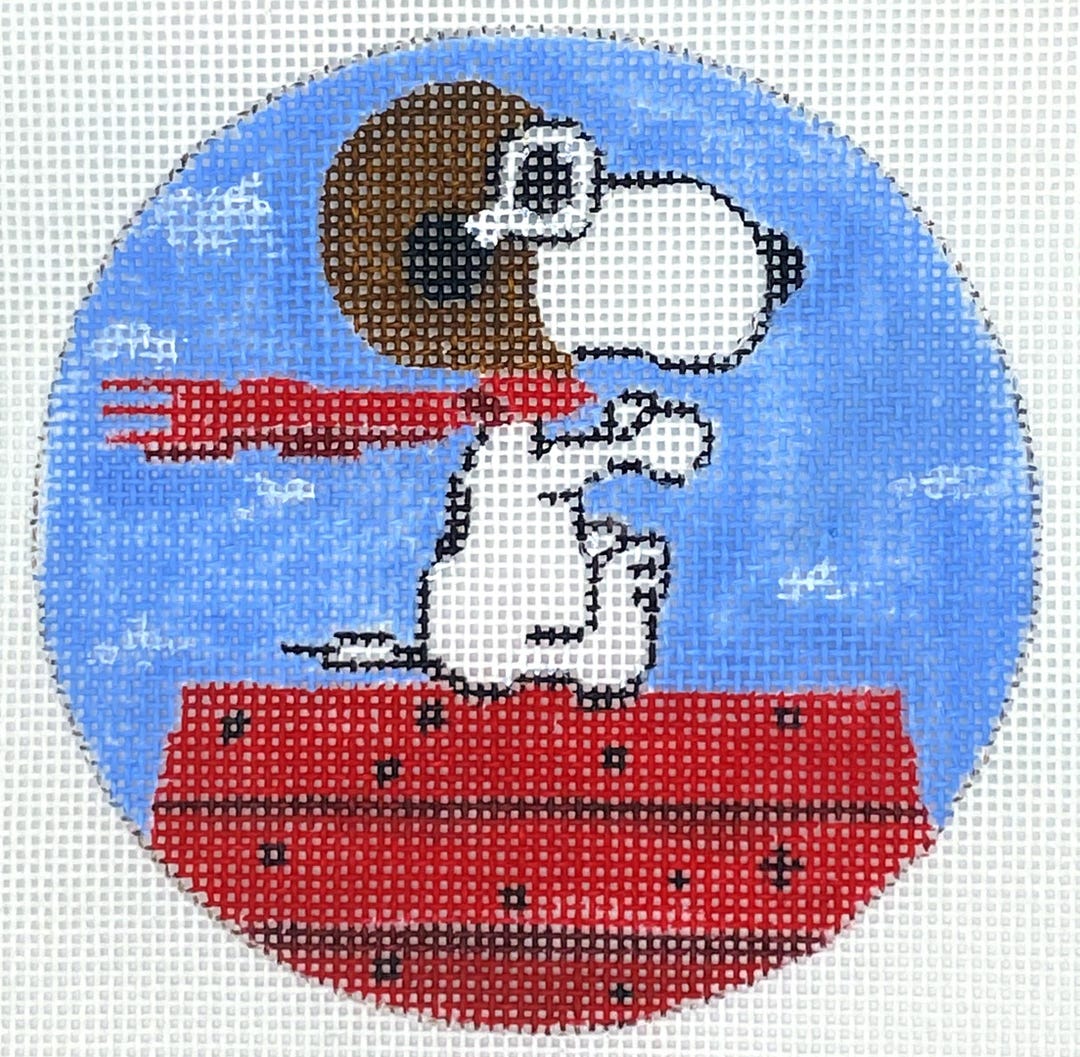 Snoopy VS the Red Baron Hand Painted Needlepoint Ornament Canvas - Etsy