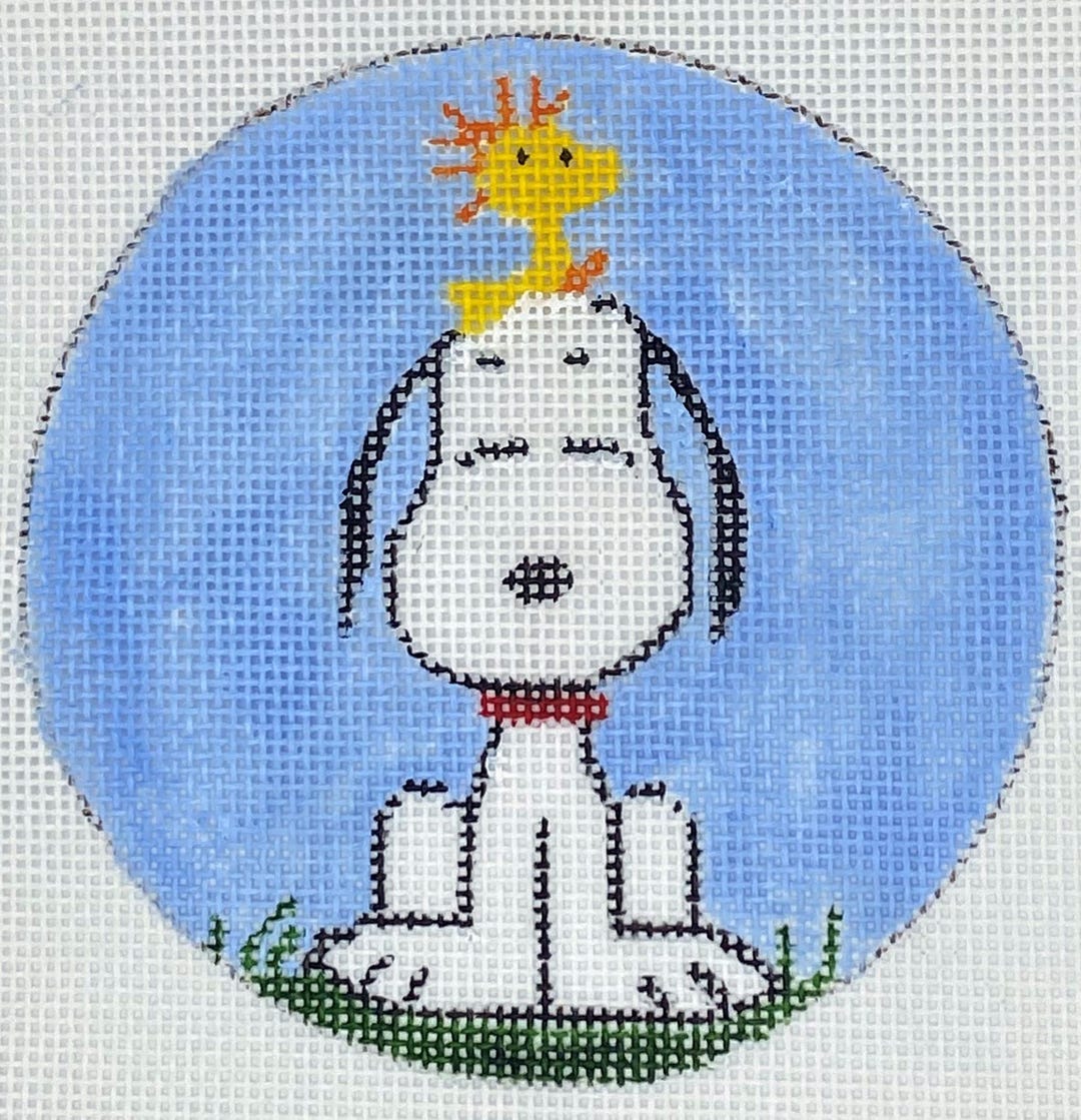 Snoopy With Woodstock Hand Painted Needlepoint Ornament Canvas - Etsy