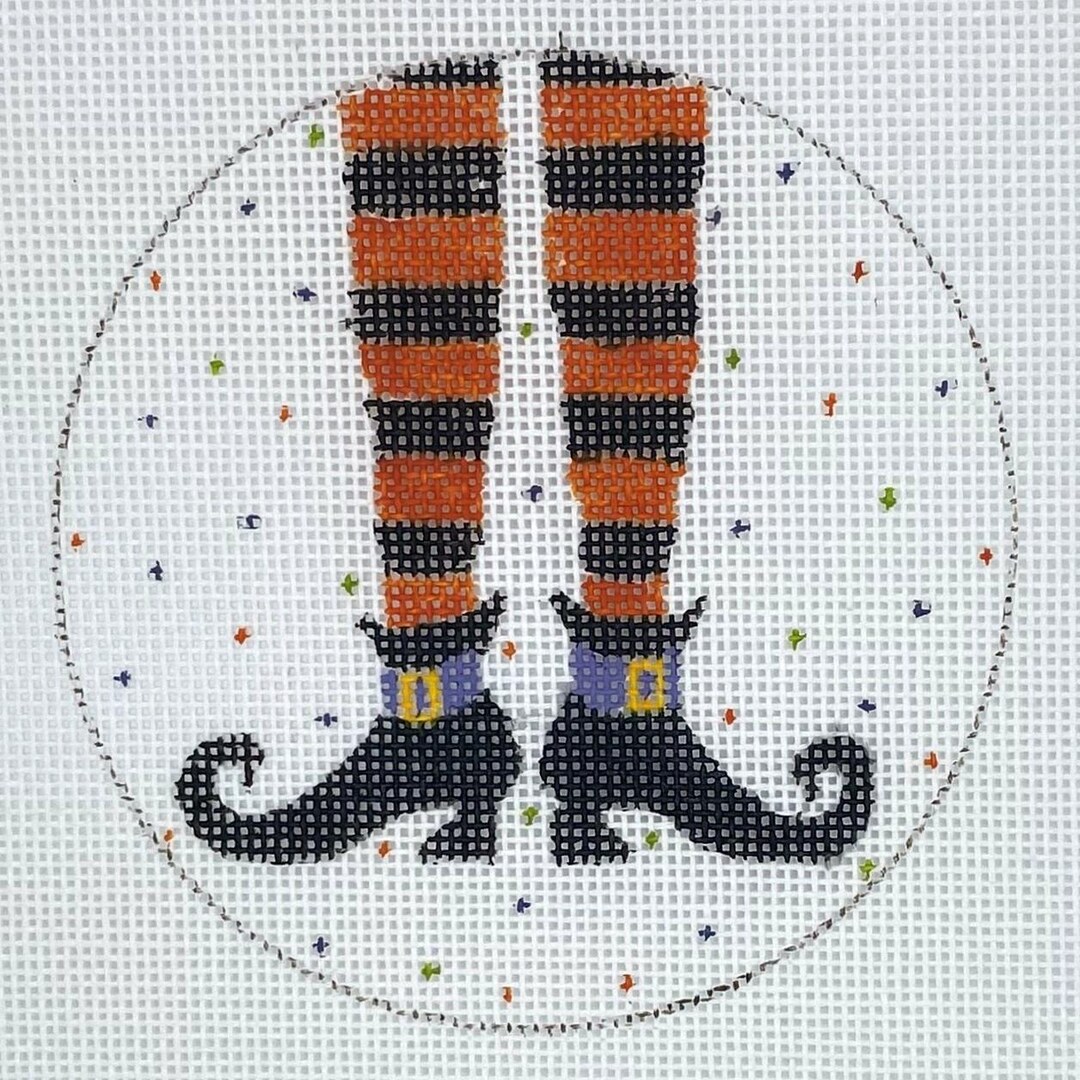 Halloween Witches Legs Hand Painted Needlepoint Ornament Canvas - Etsy