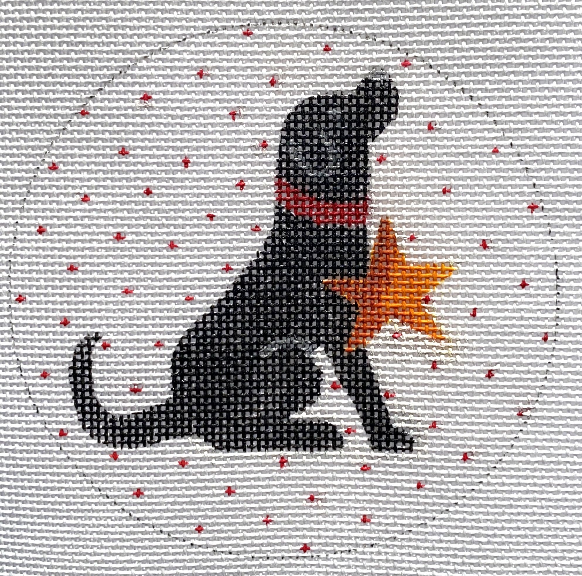 Black Labrador With Christmas Star Ornament Hand Painted Needlepoint ...