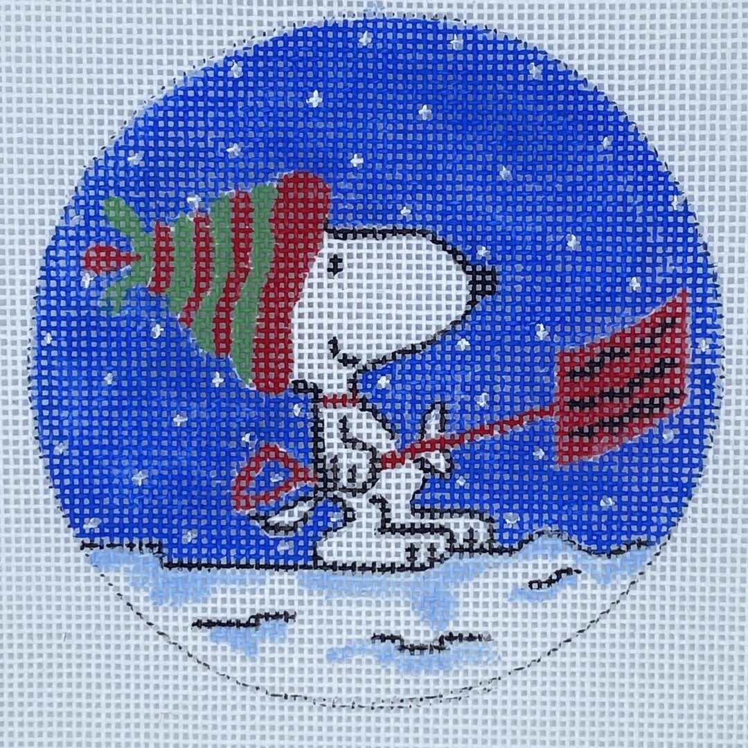 Snoopy Shoveling Snow Hand Painted Needlepoint Ornament Canvas - Etsy