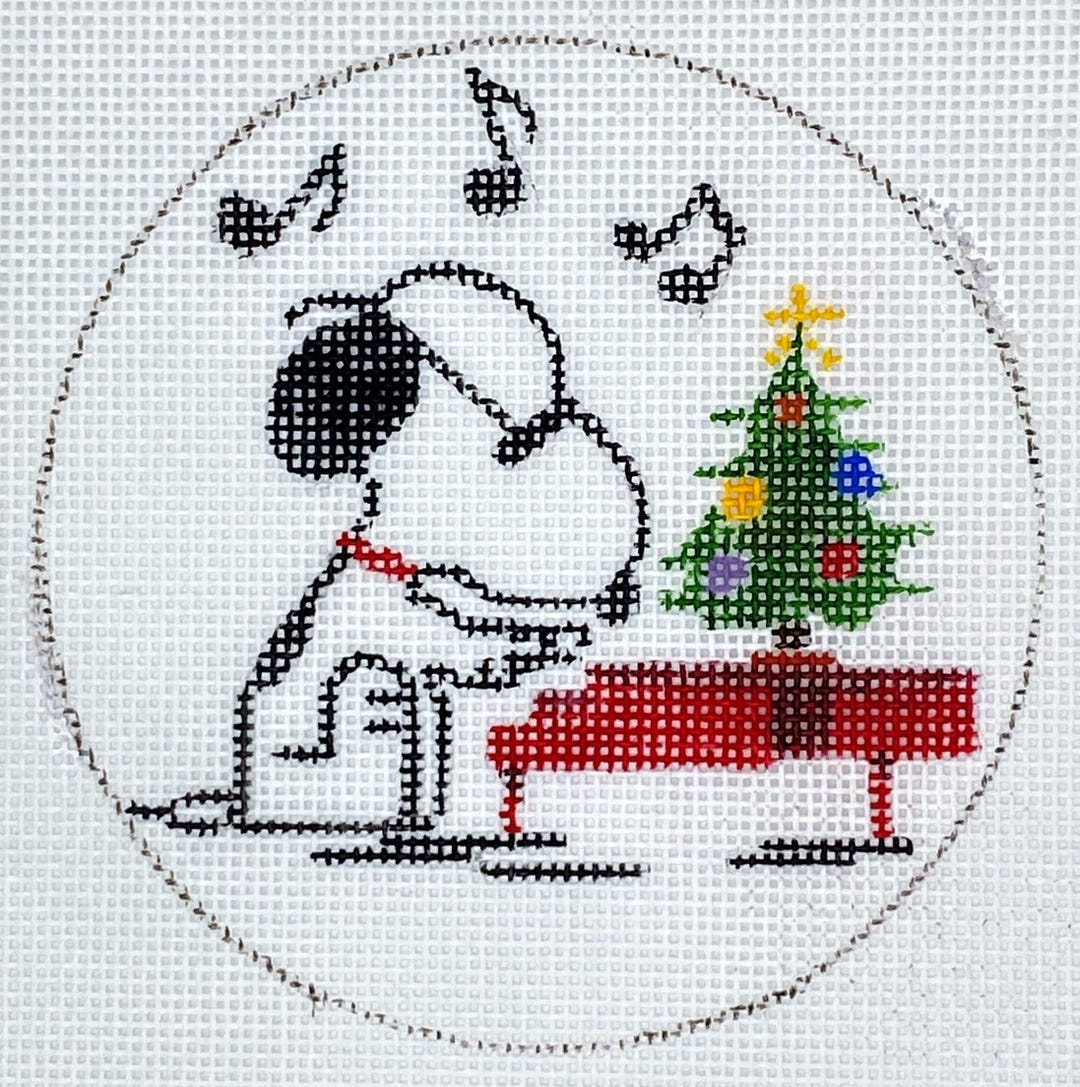 Snoopy Playing the Piano Hand Painted Needlepoint Ornament Canvas - Etsy