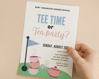Tee Time or Tea Party Custom Gender Reveal Invitation - Etsy