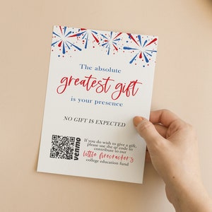 No Gifts Please Fourth of July First Birthday Party Insert Card or ...