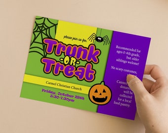 Editable Trunk or Treat Flyer | Halloween Event | Trick or Treat Invite ...