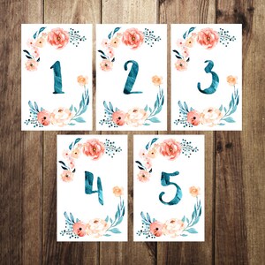 Watercolor Table Numbers 1-10 Printable, Wedding Sign, Wedding Table ...